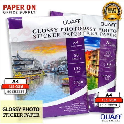 QUAFF Glossy Photo Sticker Paper A4 135gsm (50 Sheets) | Shopee Philippines