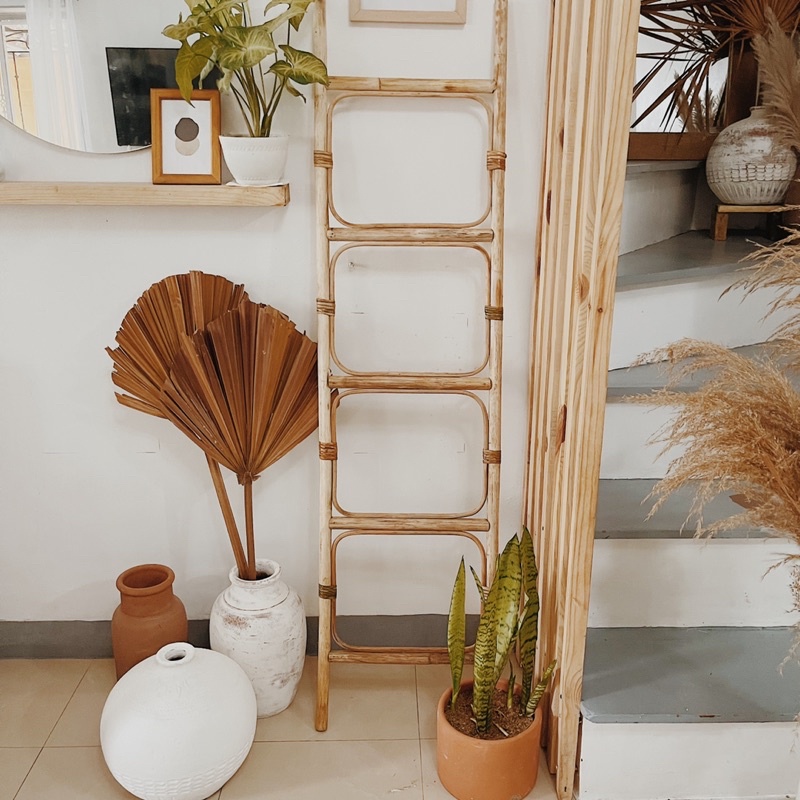 Towel Ladder/Rustic Rattan Ladder (Lucas)-SINGLE CHECKOUT ONLY | Shopee ...