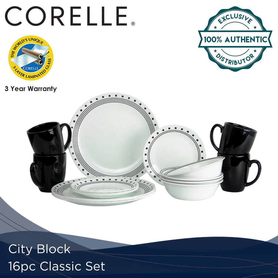 Corelle 16pc Classic Set City Block | Shopee Philippines