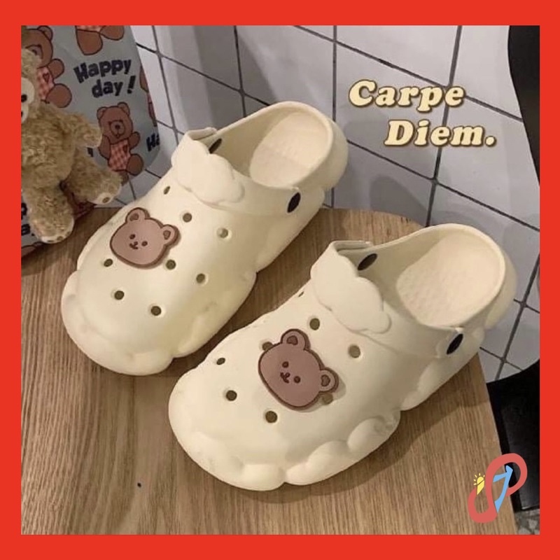 Thick Women Bear Crocs with Strap Flat Rubber Sandals | Shopee Philippines