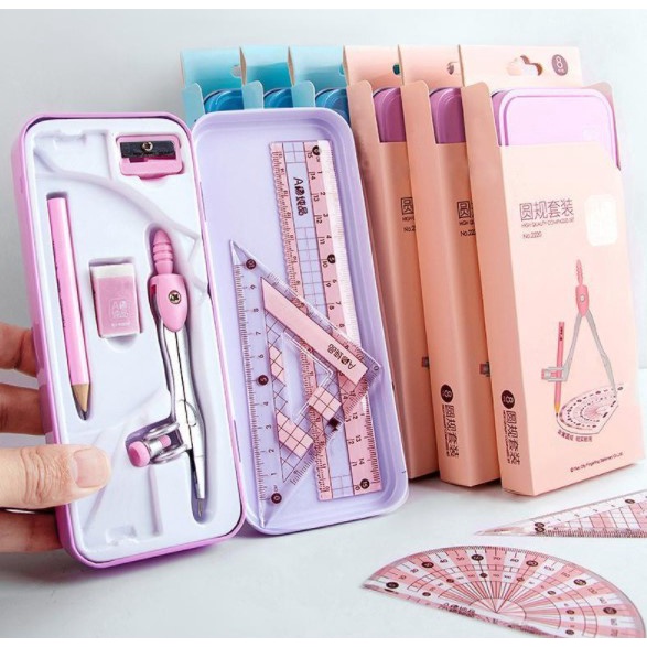 [ALMENCLA2] Math Geometry Set 8Pcs Student Supplies for Drawings ...