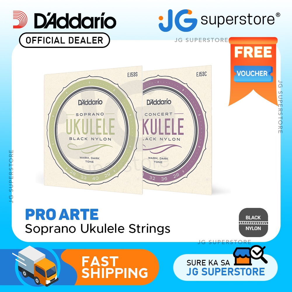 D'Addario Pro Arte Rectified Black Nylon Ukulele Strings (Hawaiian ...