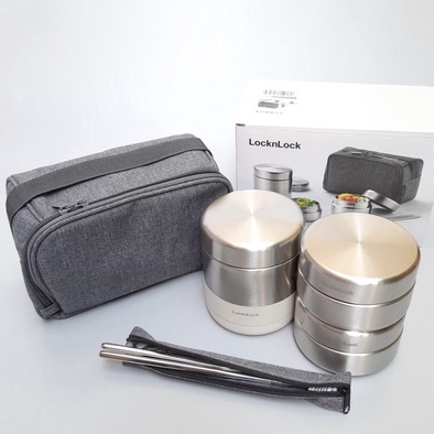 Locknlock STS Lunch box thermal Lunch box set (350ml*1, 280ml*2 ...