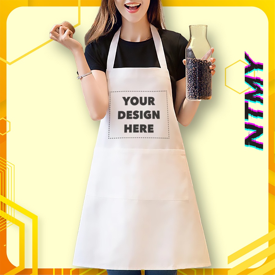 Custom Polyester Personalised Chef Kitchen Full Apron Dapur Printing ...