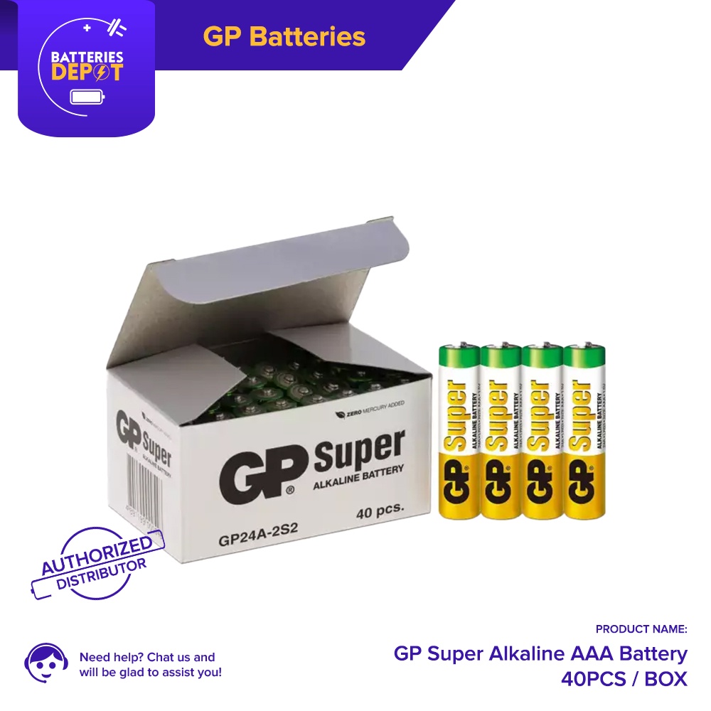 GP Super Alkaline AAA Long lasting power (40pcs/box) | Shopee Philippines