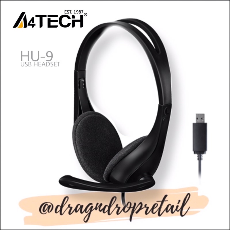 A4TECH HU-9 USB Headset Soft Ear Cushions with Omnidirectional Noise ...