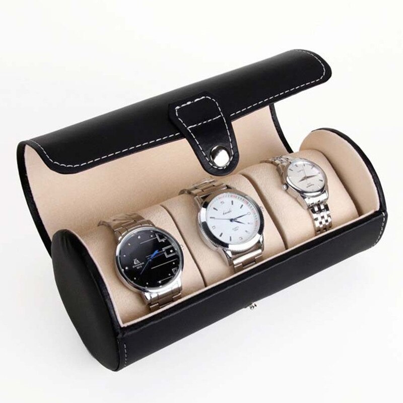 3 Grid Leather Portable Travel Jewelry jewellery Watch Box Case storage ...