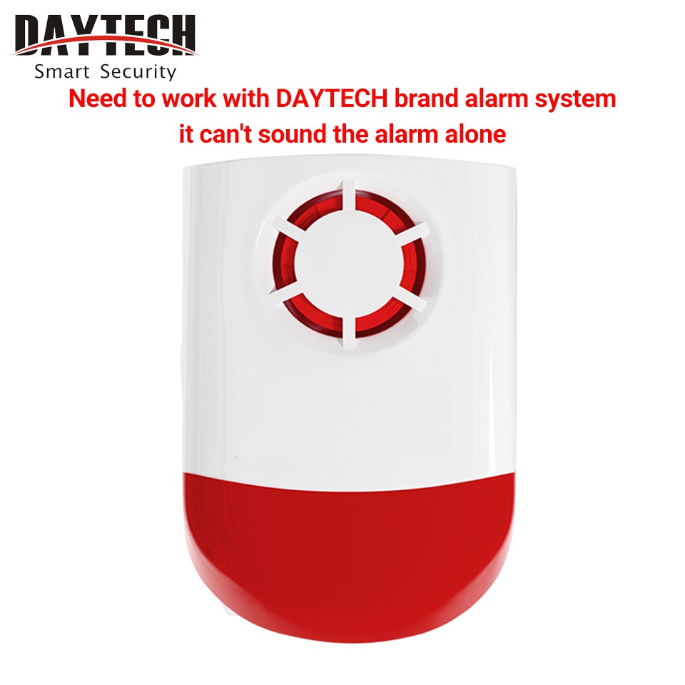 DAYTECH Wireless Siren Alarm 315MHz 120dB UK Plug for Model GSM02, Model WIFI06 Daytech Alarm ...