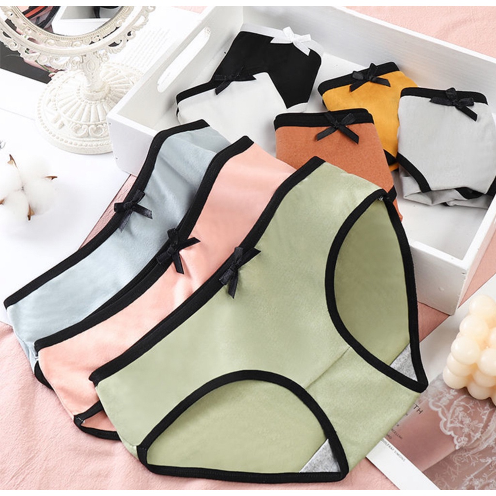 Fashion Korean Girls Plain Cotton Panty Underwear Pantes Shopee
