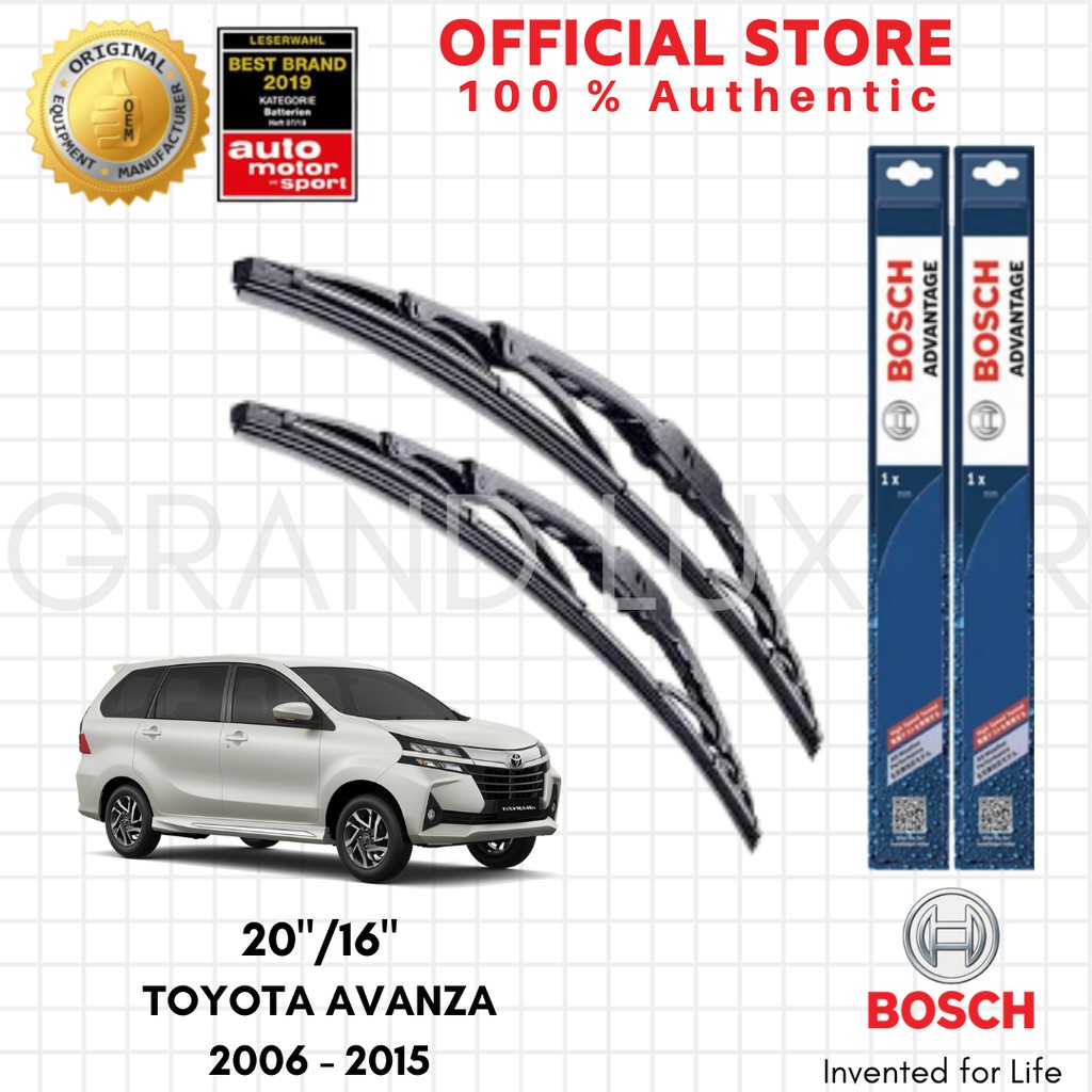 Bosch Advantage Wiper Blade Set for Toyota Avanza 2006 - 2015 (20 Inches/16 Inches) | Shopee ...