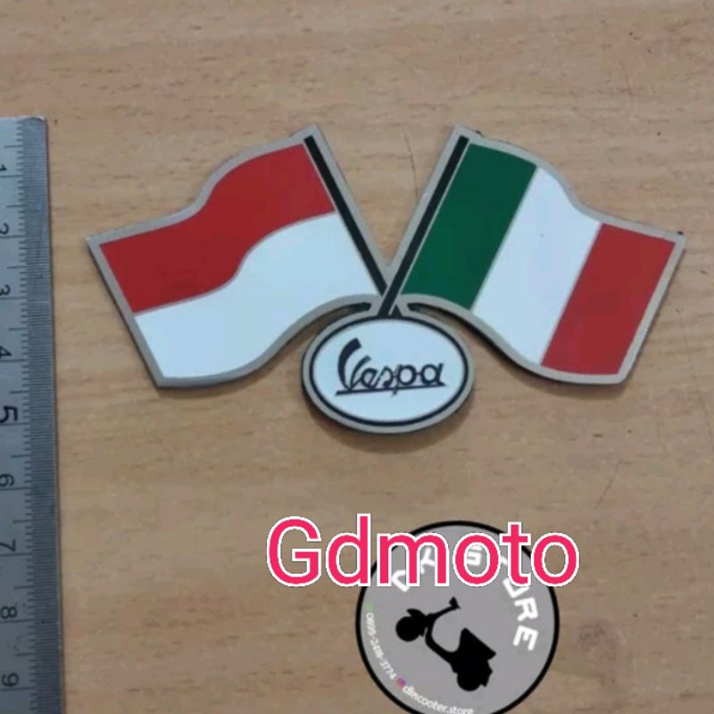 Vespa Emblem Sticker Cross Metal Flag Italy GB Indonesia German Vespa ...