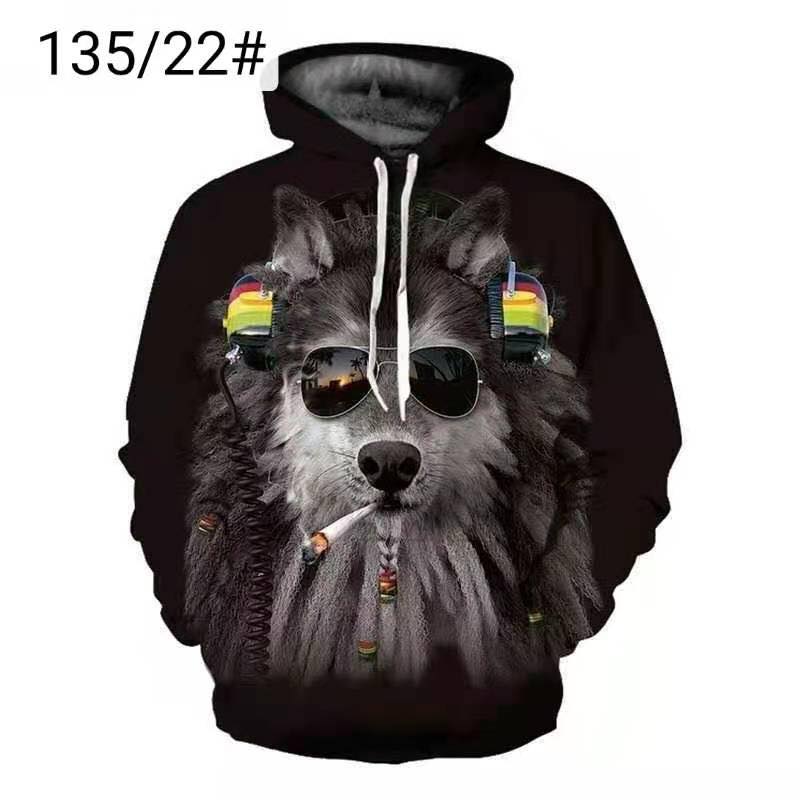 Men 3D Wolf Jacket Winter Jacket Hooded Cool Anime Jacket | Shopee ...