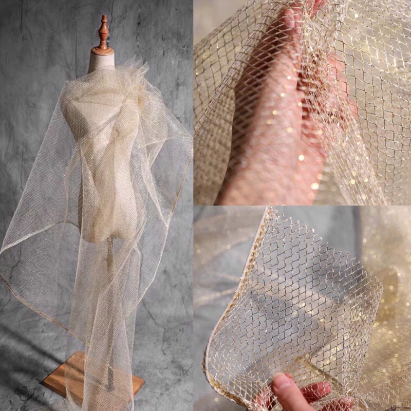 Diamond Fishnet Gauze Fabric Hard Mesh Golden Honeycomb Perspective ...