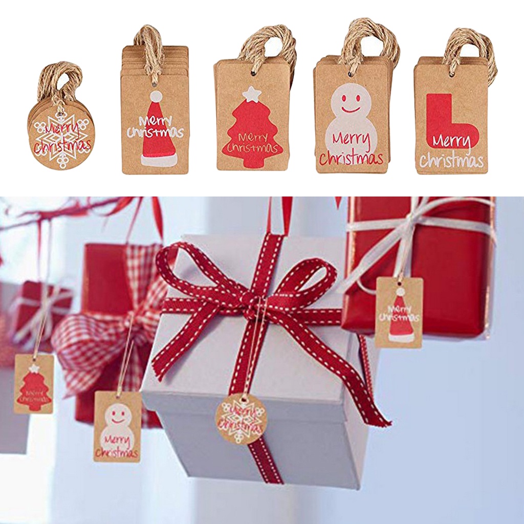100PCS/Set Kraft Paper Christmas Crafts Gift Tags Price Tag Hanging ...