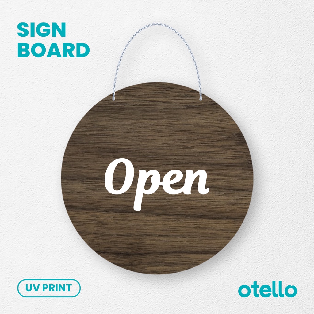 GANTUNGAN KAYU Otello - Board Open Closed Sign Board Wood Hanger ...