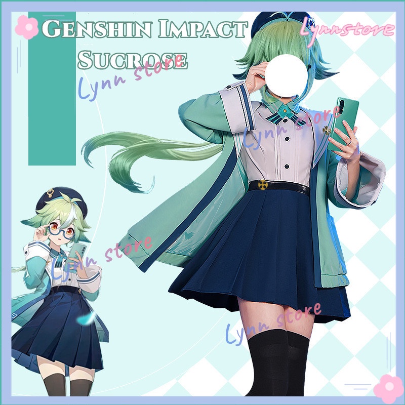Anime Genshin Impact Sucrose Cosplay Costume Wigs Suit Dress JK Uniform ...
