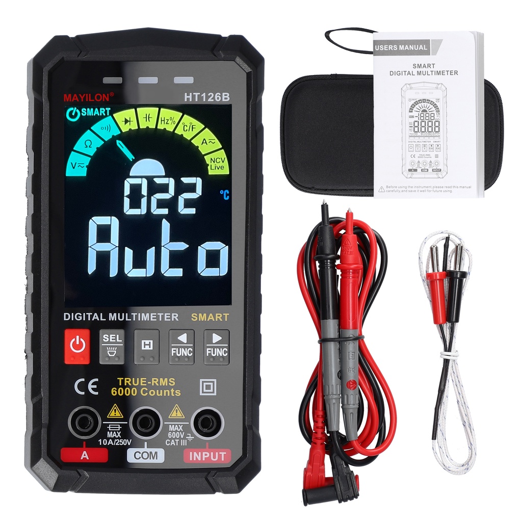 MAYILON Handheld Intelligent Digital Multimeter Large VA Screen Display ...