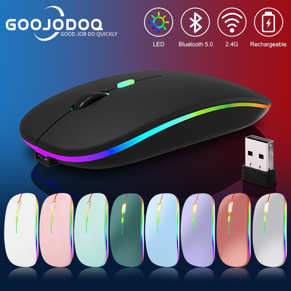 Wireless Mouse Bluetooth Rechargeable Mouse Ultra-thin Silent LED ...