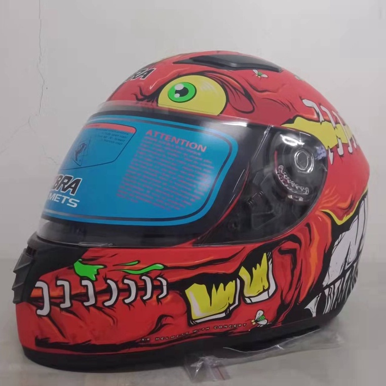 WKL HELMET PRODUCTS MATTE RED FULL FACE MOTORCYCLE HELMET ZEBRA LARGE ...