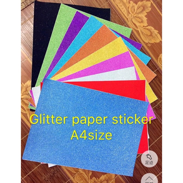 A4 size DIY glitter paper sticker (10sheets) plain asstored color ...