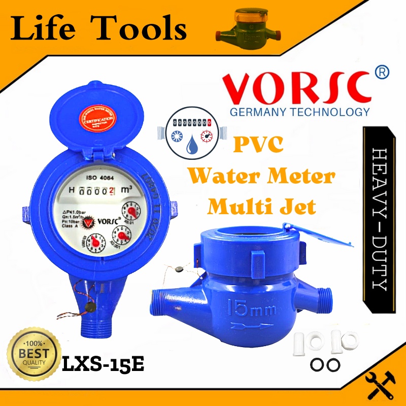 VORSC Heavy Duty Water Meter PVC Anti Magnetic 1/2 Household Water ...