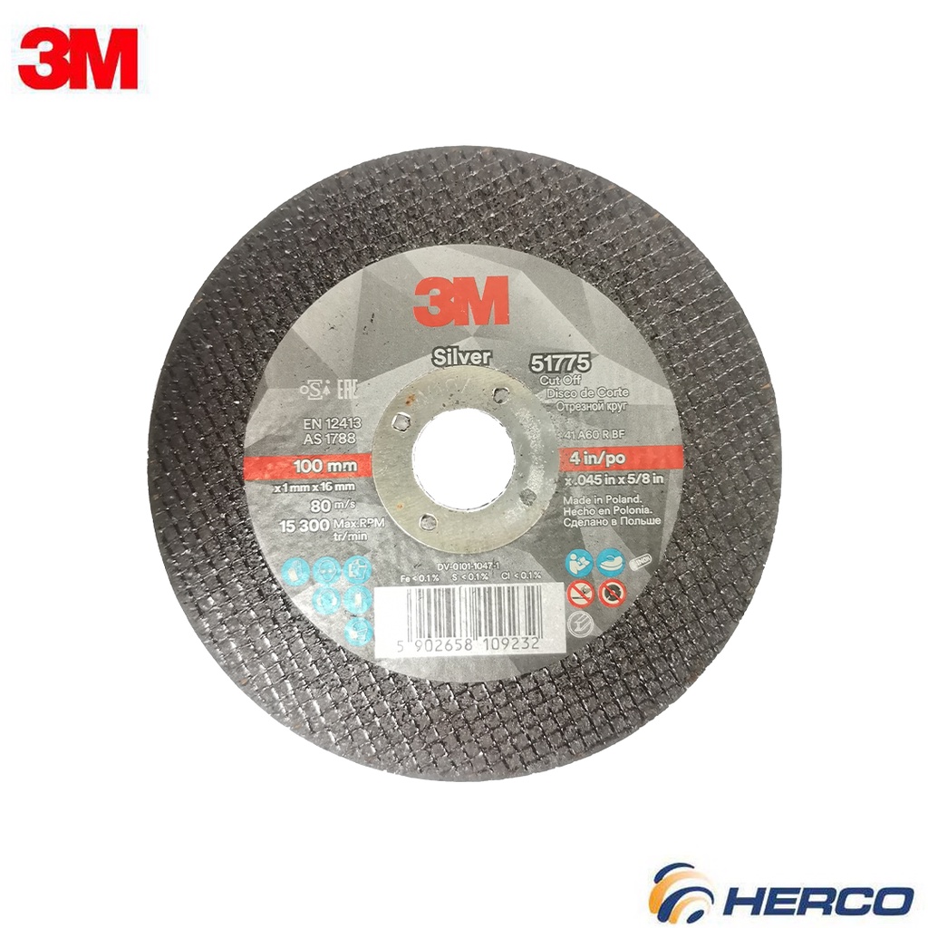 3M Cut Off Wheel / Cutting Disc Silver Inox Stainless T41 100 x 1 x 16 ...