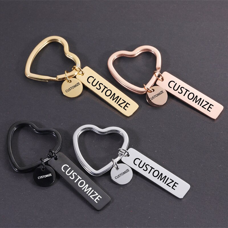 Customized Engraved Keychain Personalized Heart Keychain with Name ...