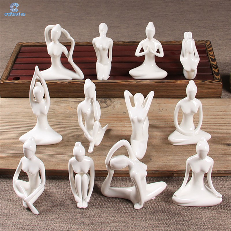 Creative Abstract Art Ceramic Yoga Poses Sculptures Figurines Craft ...