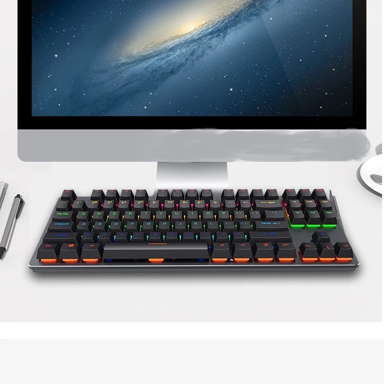 RGB Leaven RGB 87 Keys Mix Keycap Color True Mechanical Gaming Keyboard ...