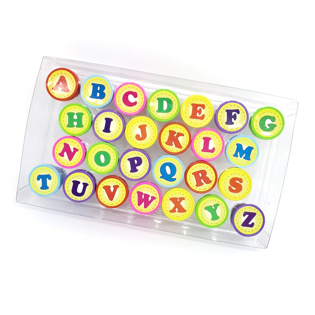 ABC ALPHABET COLORED STAMPS WITH INK | Shopee Philippines