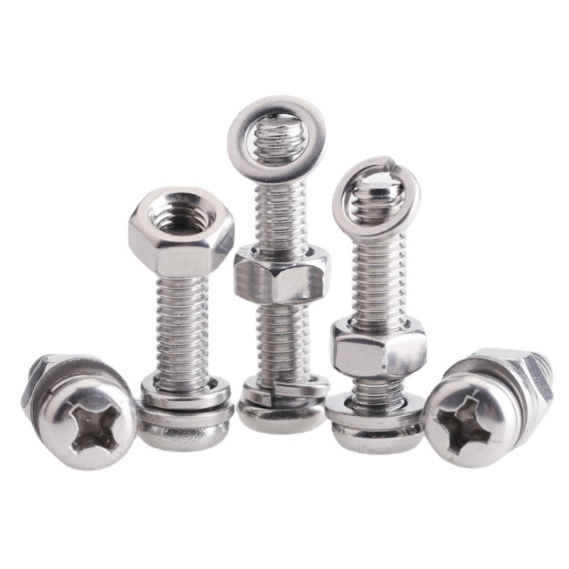 M6/M8/M10 304 Stainless Steel Round Head Combination Bolt Nut Flat ...