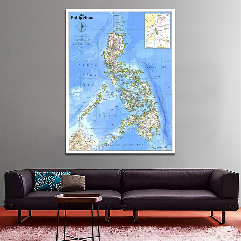 Philippines Map--Large Asia Southeast Map Poster Prints Wall Hanging ...