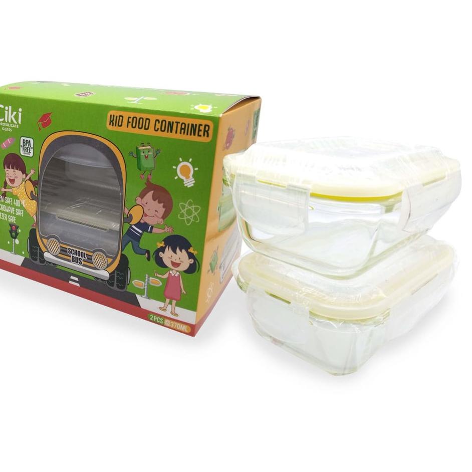 2PCS CIKI 370ml Glass Lunch Box MPASI Food Container + FREE ASI BAG ...