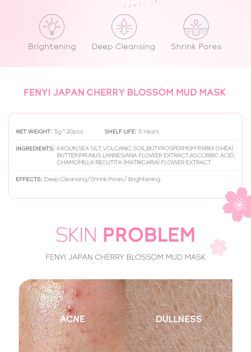 Fenyi Cherry Blossom Mud Mask Cleansing Blackhead Oil Control ...