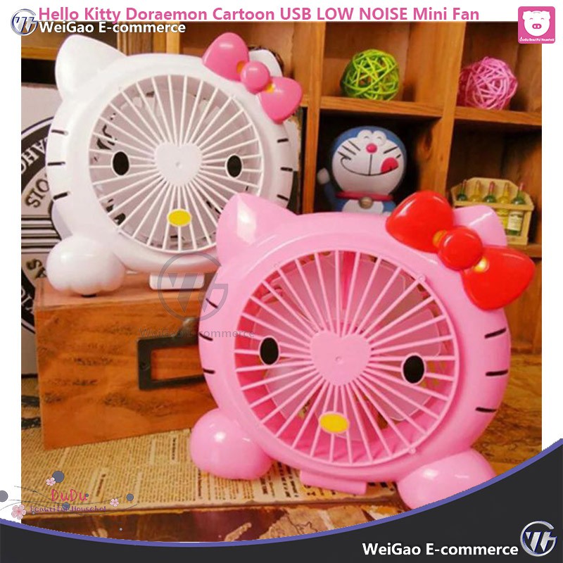 Mini Fan Silent Bedroom Office Desk Hello Kitty Doraemon Cartoon USB ...