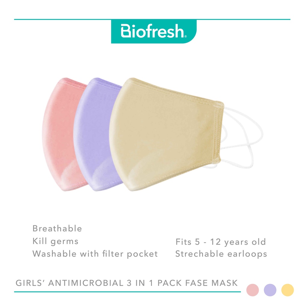 Biofresh RGMASK Girl Children's Washable Anti-Microbial Face Masks 3-in ...