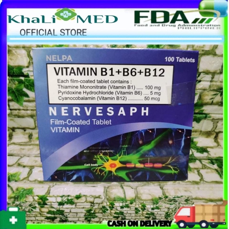 NERVESAPH VITAMIN B COMPLEX B1 + B6 + B12 100 Tablets | Shopee Philippines