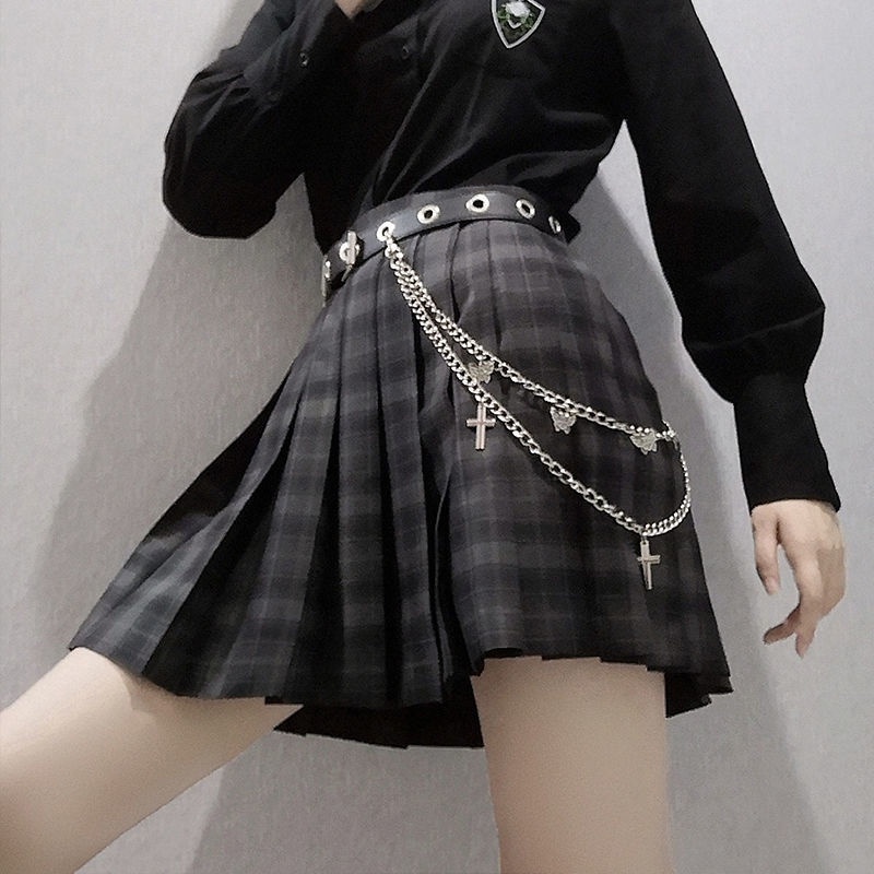 Y2k JK Girls Punk Street Butterfly Belt Waist Chain Women Pants Skirt ...