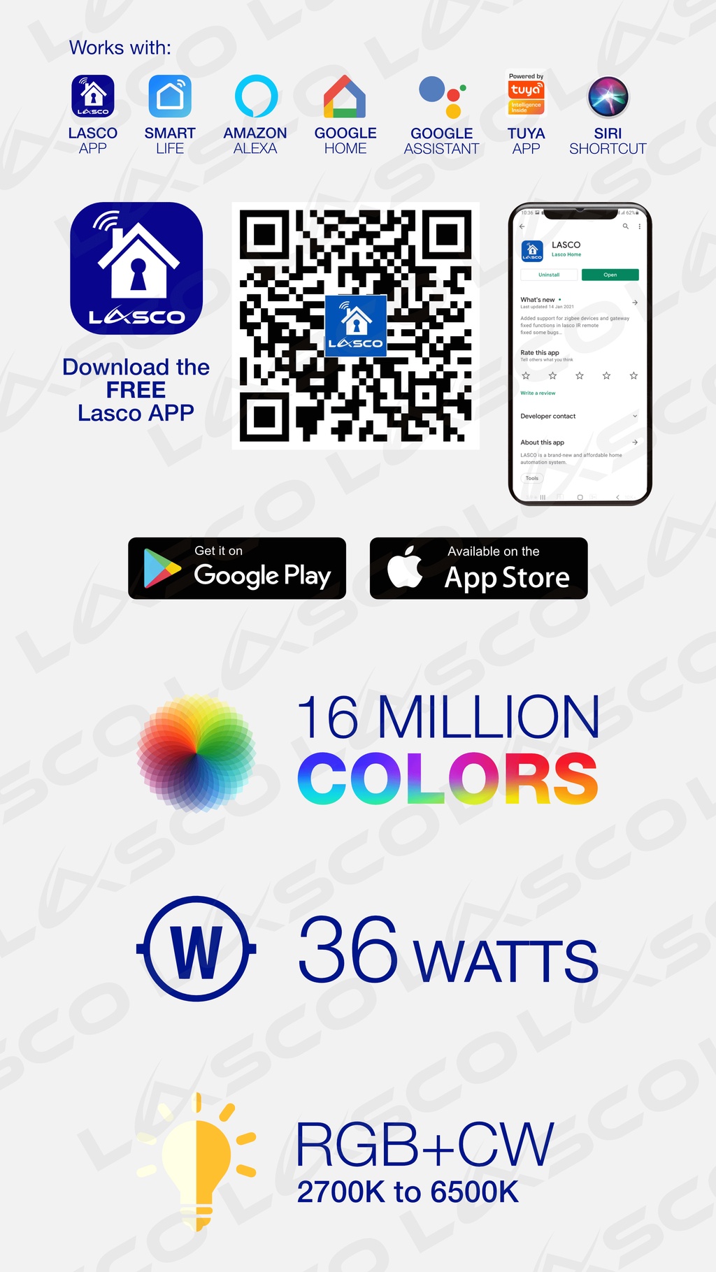 Lasco Wi-Fi Smart Home Lighting Smart Batten Light WIFI Light RGB ...