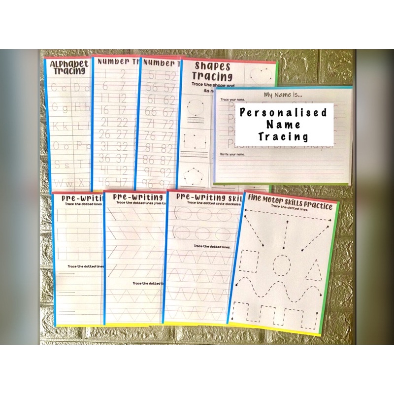 Name / Alphabet / Numbers / Shapes / Lines Tracing (REUSABLE-LAMINATED ...