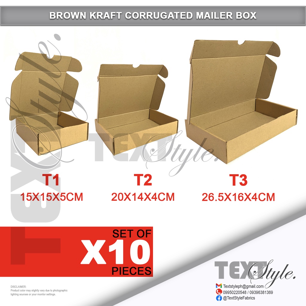 Textstyle T1 T2 T3 T-Mailer Box Corrugated Mailer Brown Kraft Box ...