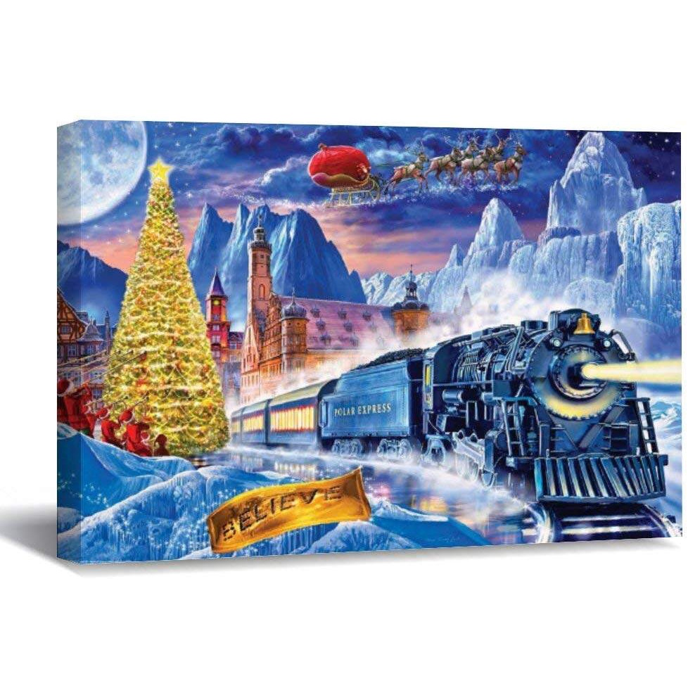 The Polar Express Modern Canvas Print Wood Wall Art Painting for Home ...