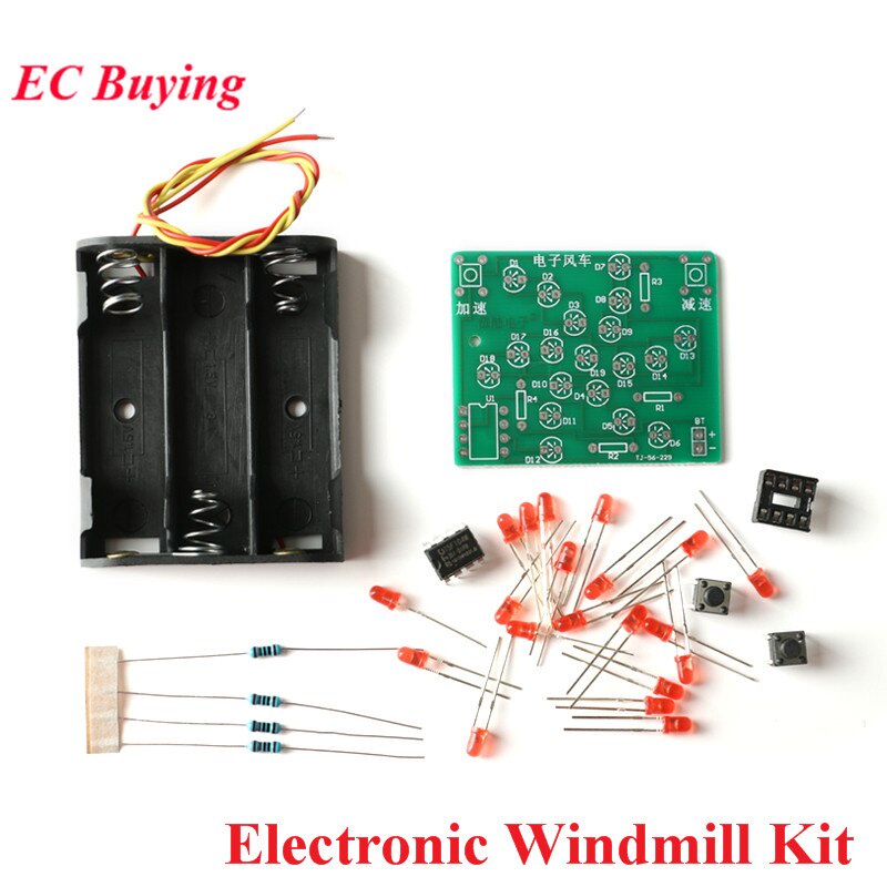 DIY Kit Electronic Windmill DC 5V Funny Rotating Light Kit Practice ...