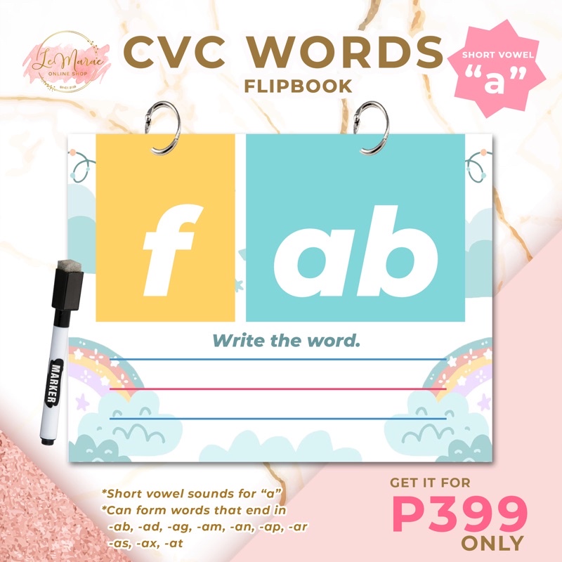 Le Marae Shop - Laminated Flipbooks CVC Short Vowel (a) | Shopee ...
