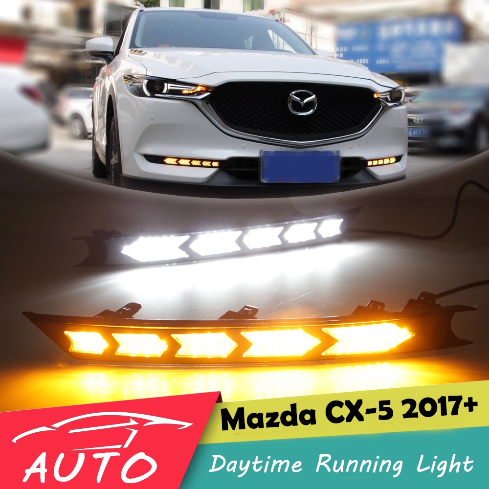 LED DRL Daytime Running Light for Mazda CX-5 CX5 2017 2018 2019 2020 2021 Fog Lamp with Turn ...