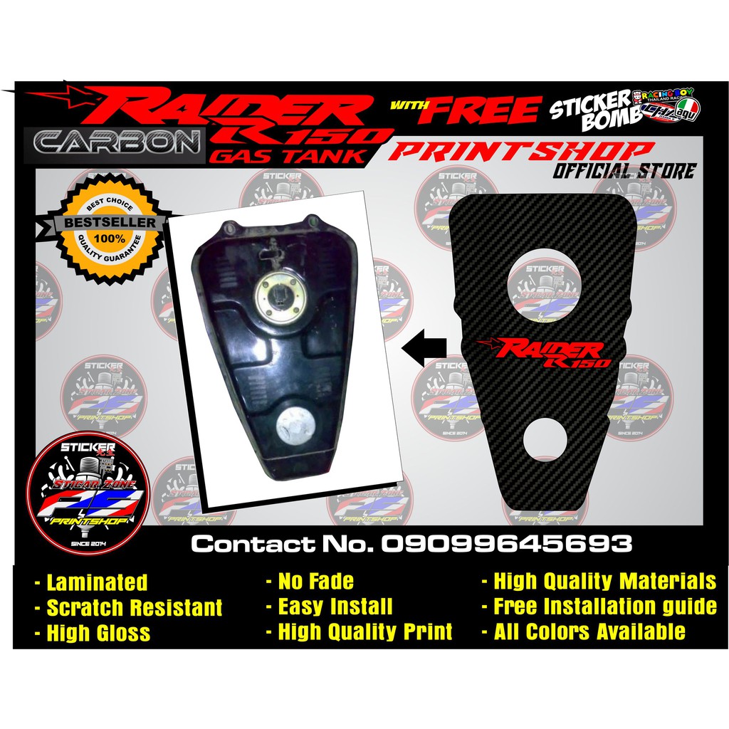 Raider 150 R150 Carb Gas Tank Decal Sticker (3D Carbon) | Shopee ...