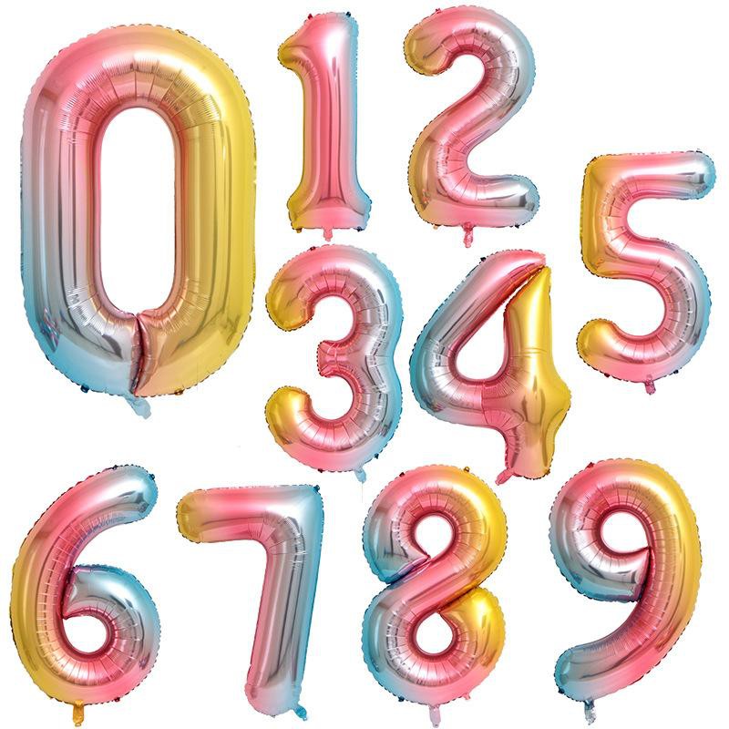 Rainbow Number Balloon 40 inches or 16 inches | Shopee Philippines