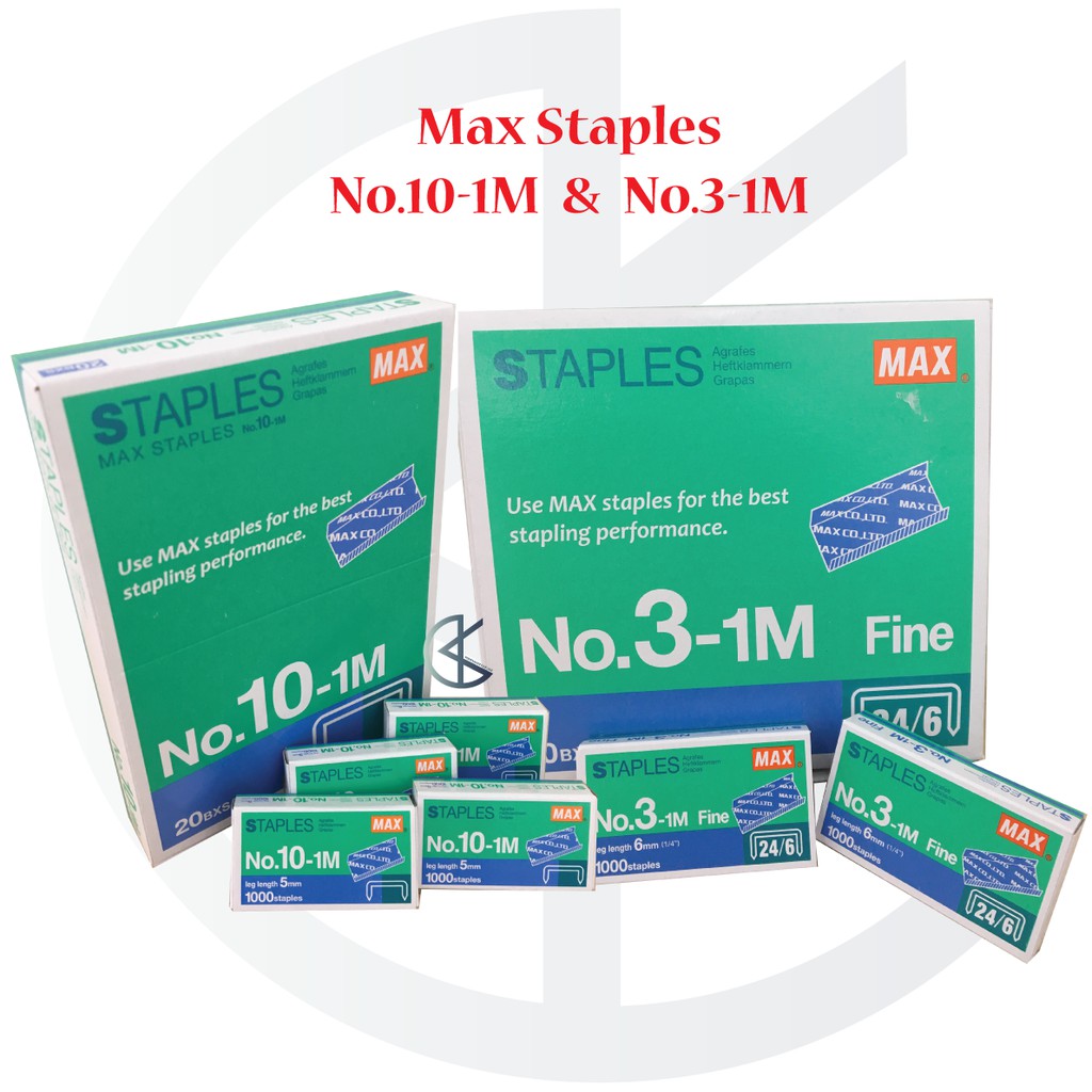 Max No. 10-1M / No.11-1M / No. 3-1M / No. 35-1M Staples (1000's ...