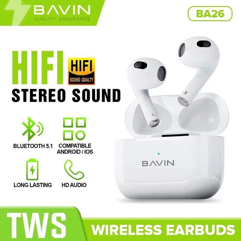 BAVIN BA26 TWS Wireless Earbuds Bluetooth5.1 Earphone | Shopee Philippines