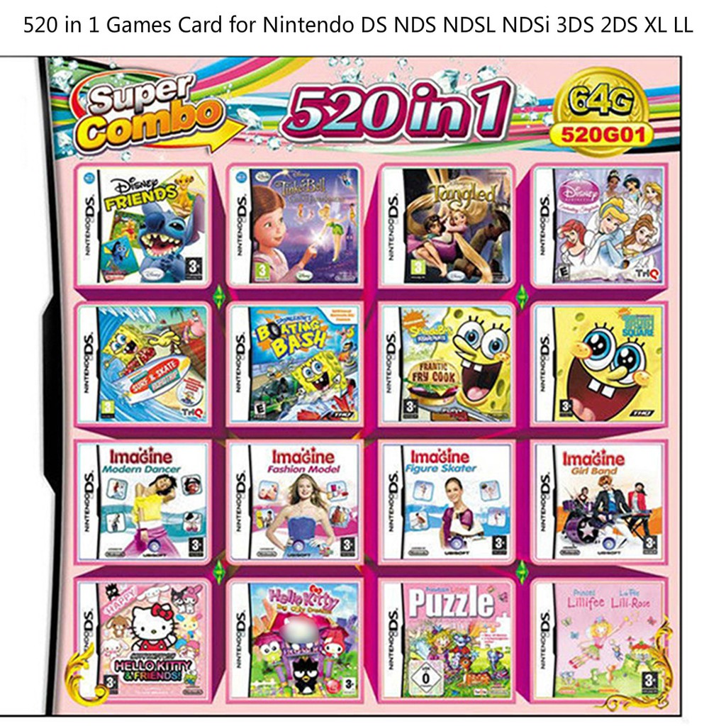 520 in 1 Games Card for DS NDS NDSL NDSi 3DS 2DS XL | Shopee Philippines